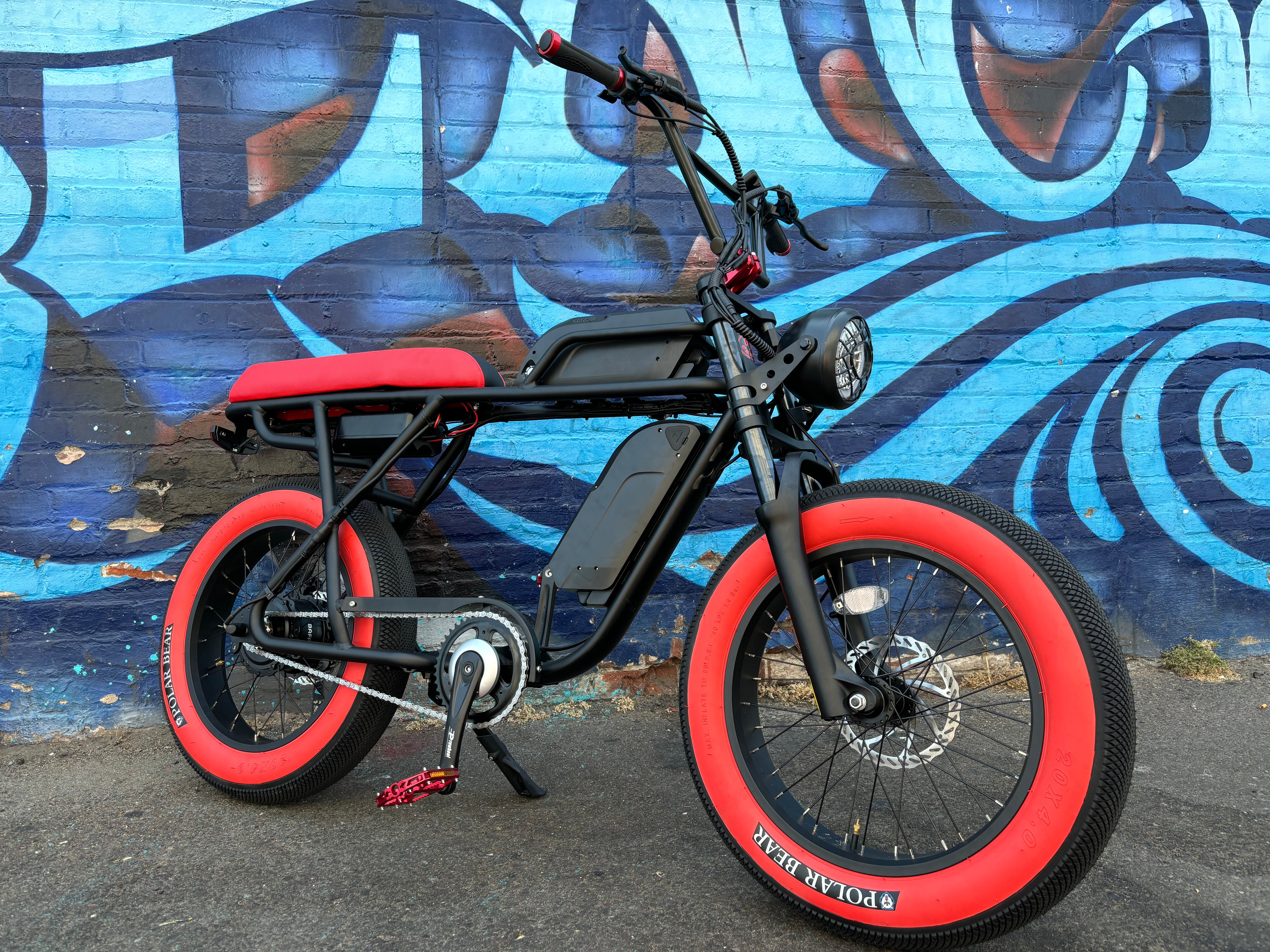 Custom Red Fury Ripper Pro X 750 w Electric Moto Style eBike 20x4 Fat ...
