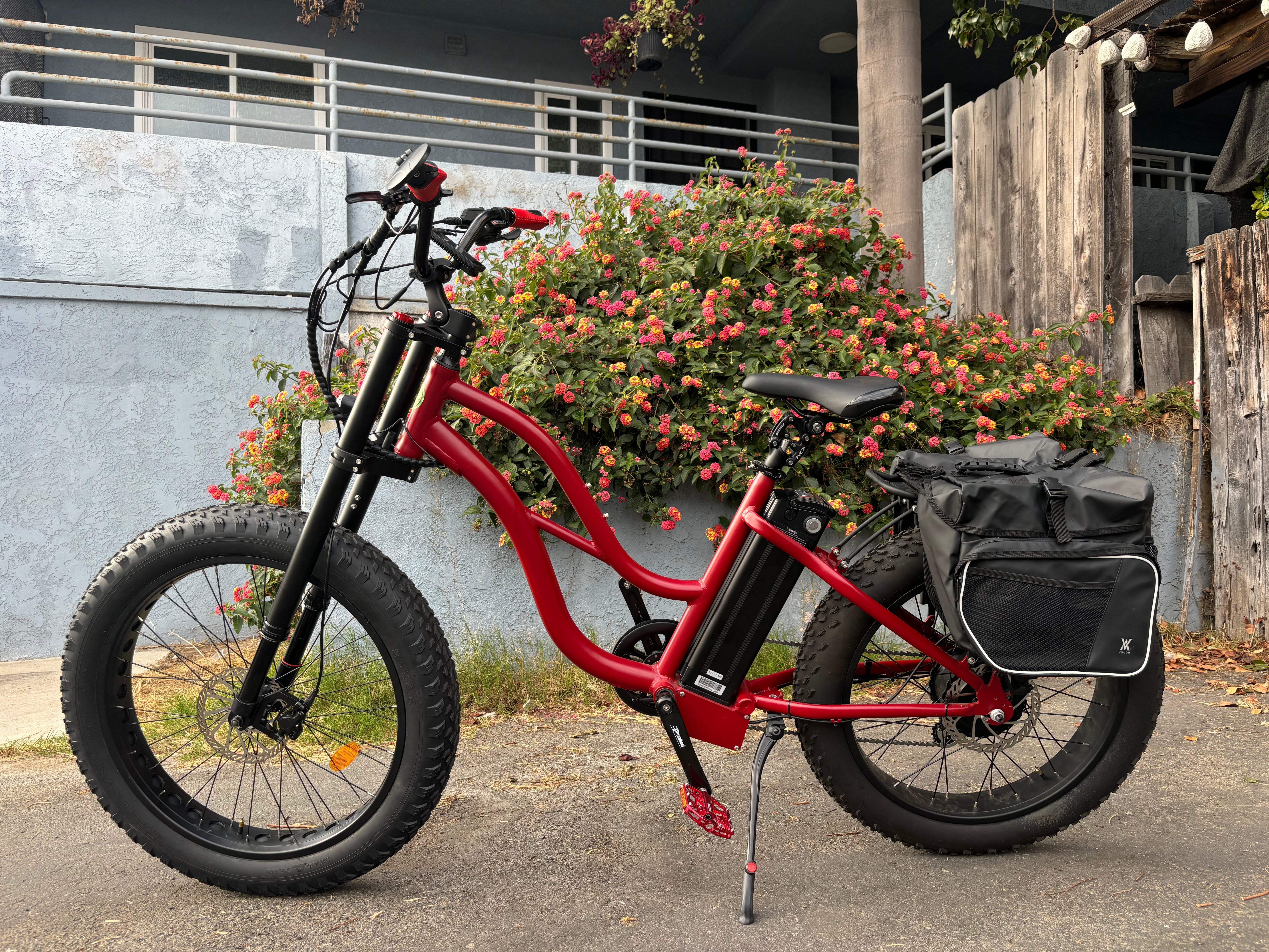 Custom Red Rover 750 w Fat Tire Electric Beach Cruiser eBike 26x4 Fat ...