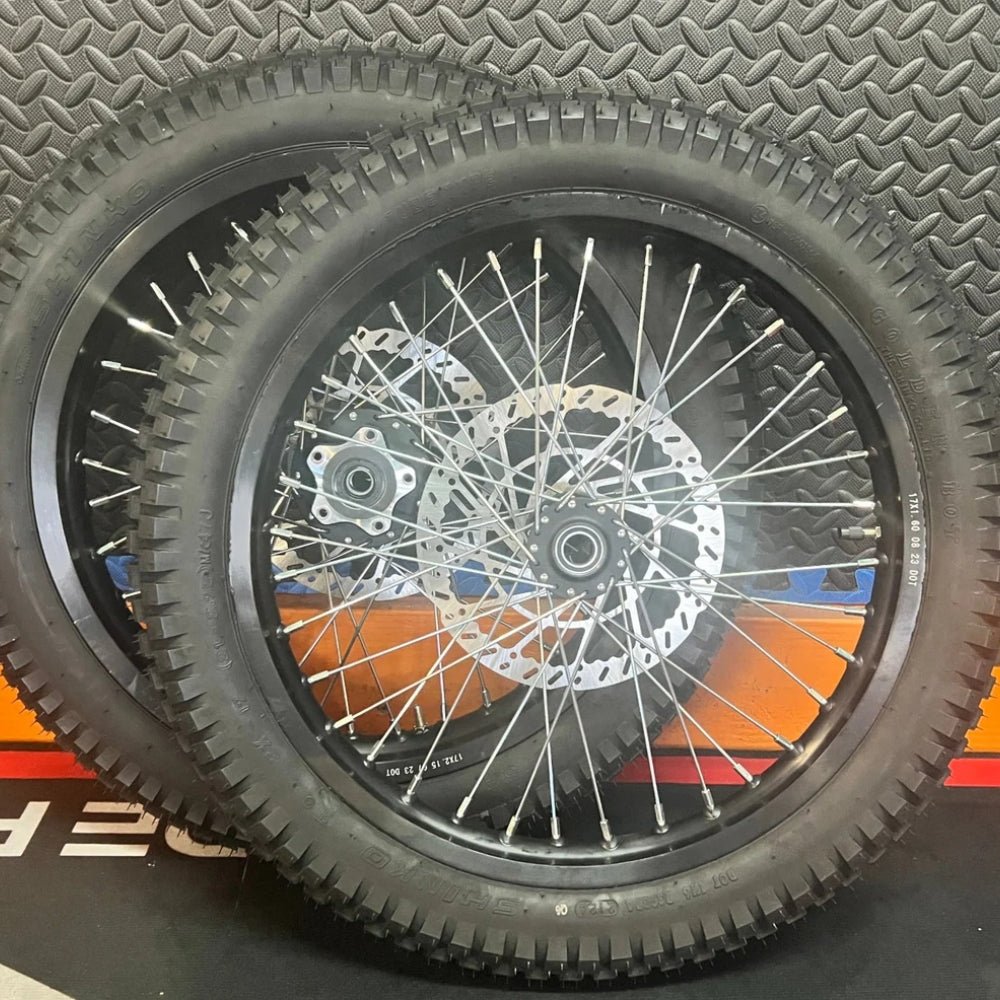 eMoto Wheel Set Shinko 241 Dual Sport 17"/17" Front & Rear Wheel & Tir ...